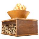 Eldstad i cortenstål | För utomhusmiljö | Skål med bord | Outl1