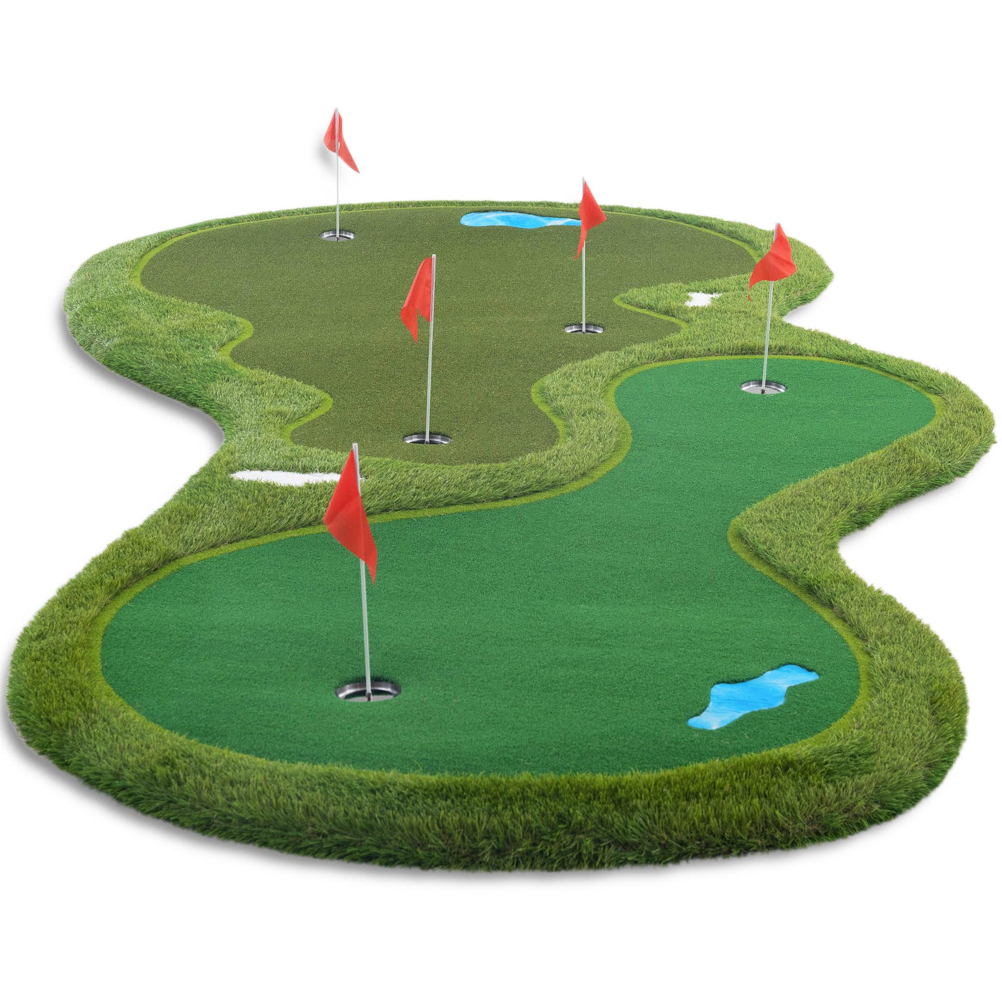 Golfmatta Pro | Dubbla greener och vattenhinder | 4x2m | Outl1