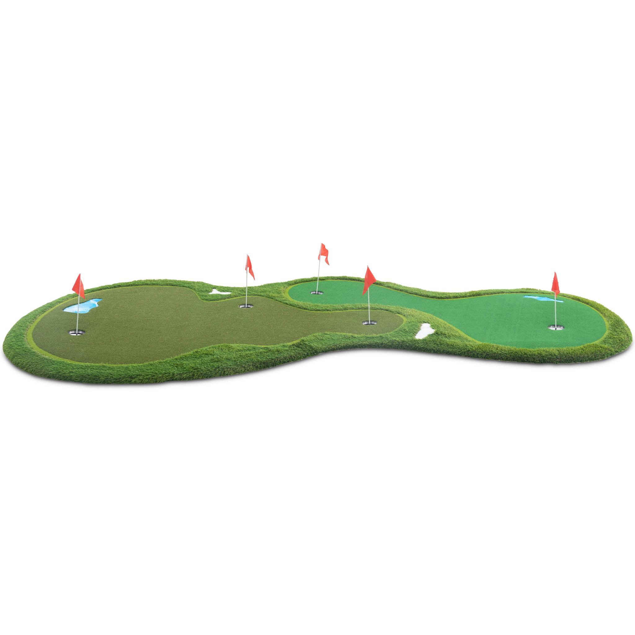 Golfmatta Pro | Dubbla greener och vattenhinder | 4x2m | Outl1