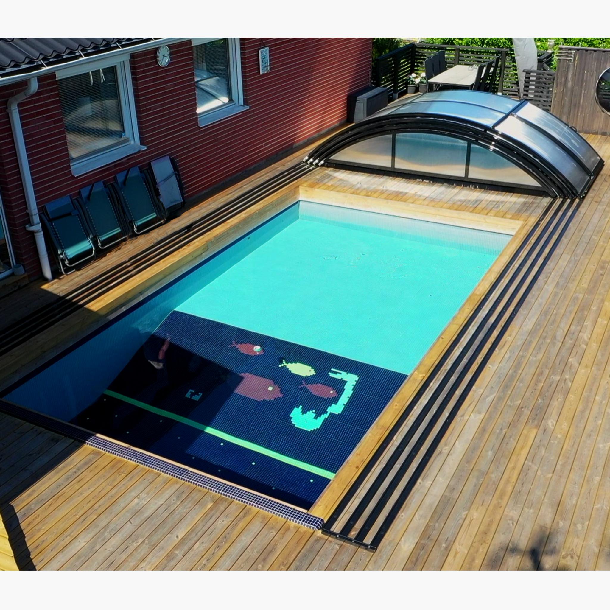 Pooltak 4x8m med sidodörr | Solid polykarbonat 4mm | Svart | Outl1