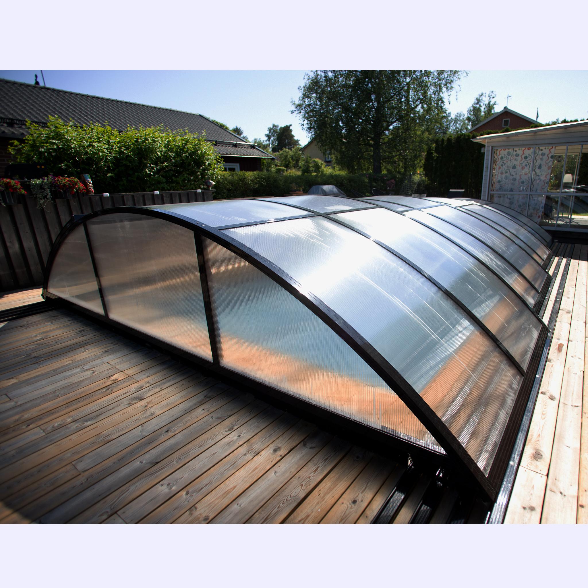 Pooltak 4x8m med sidodörr | Solid polykarbonat 4mm | Svart | Outl1