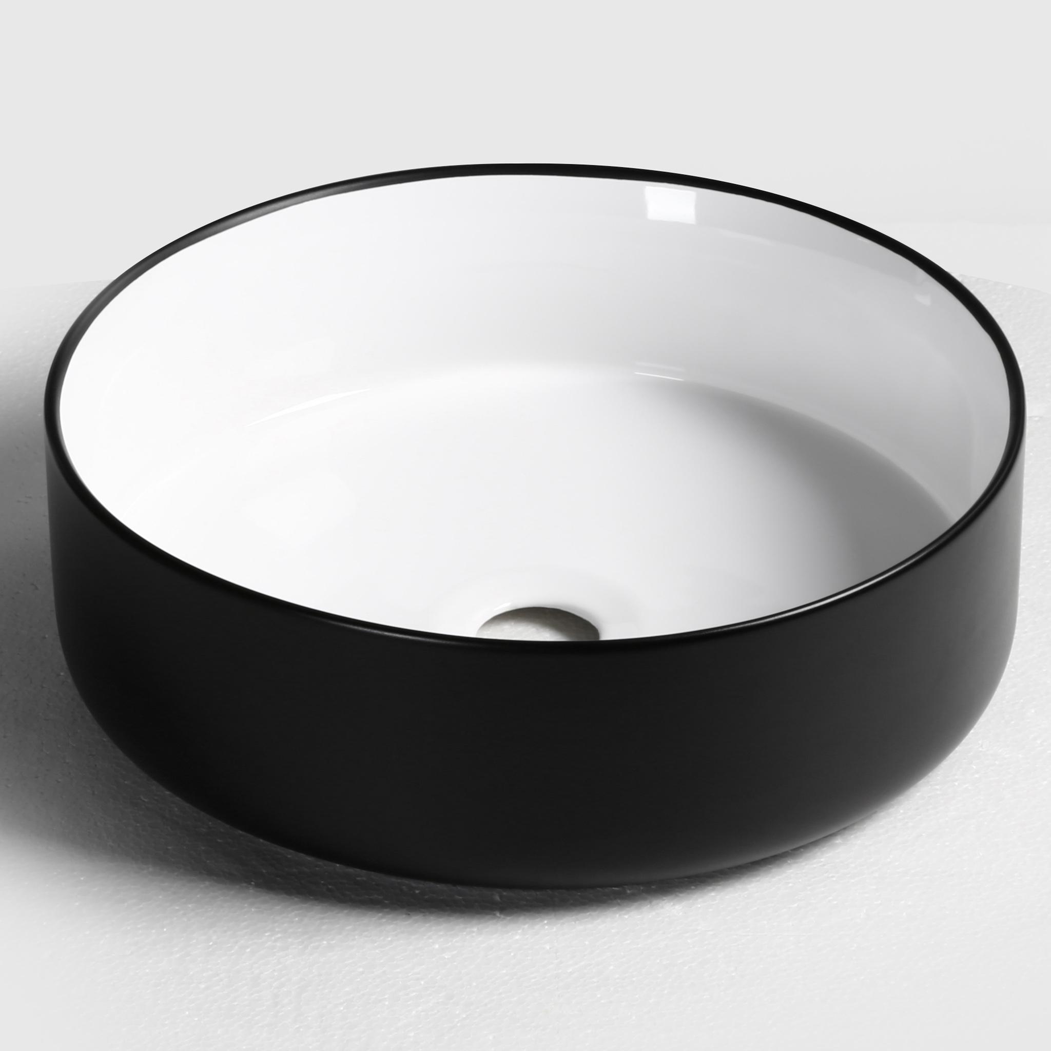 Runt handfat 36cm | Trendig svartvit design | Keramik/porslin | Outl1