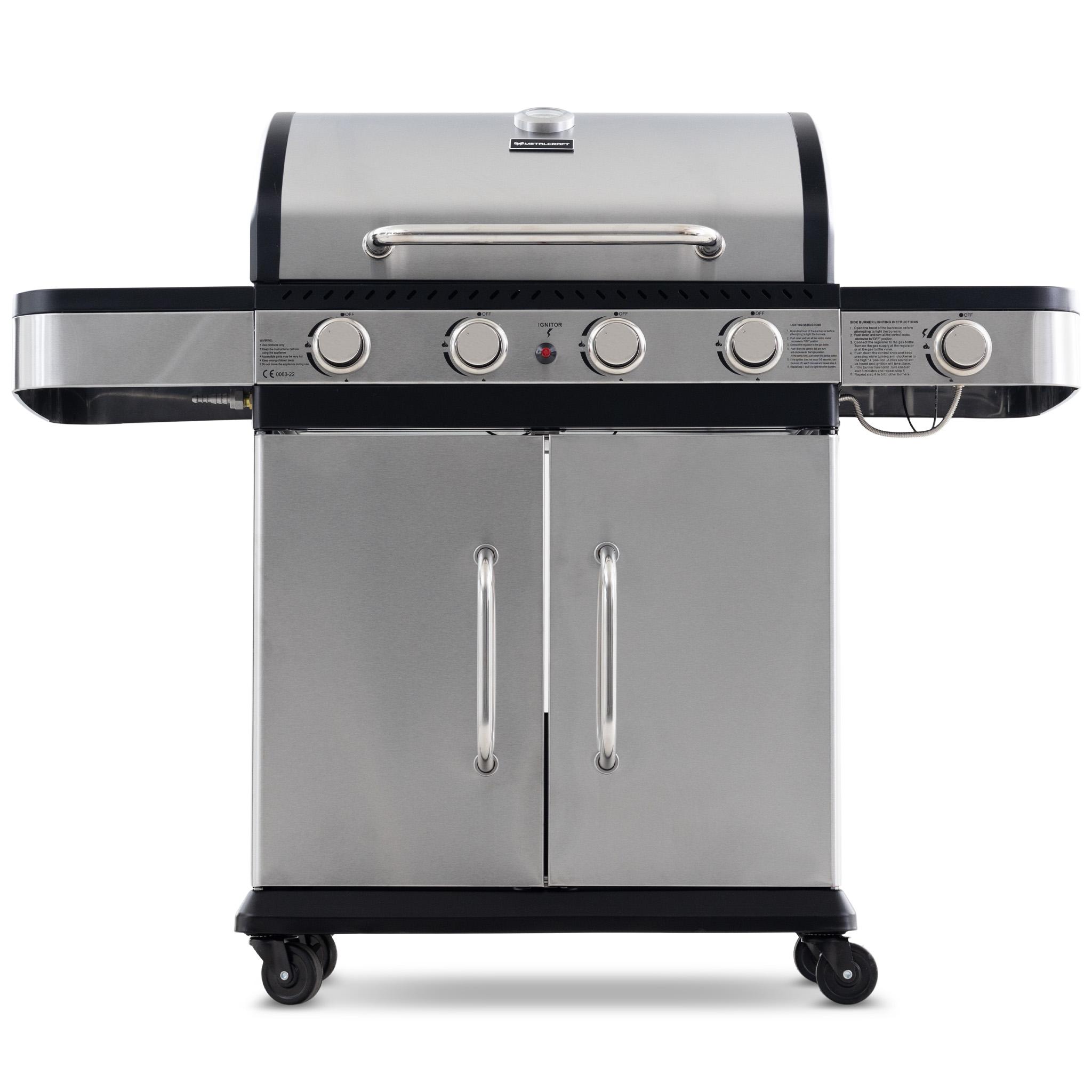 Gasolgrill 14.5 kW | 4 rostfria brännare & 1 sidobrännare | St. Louis