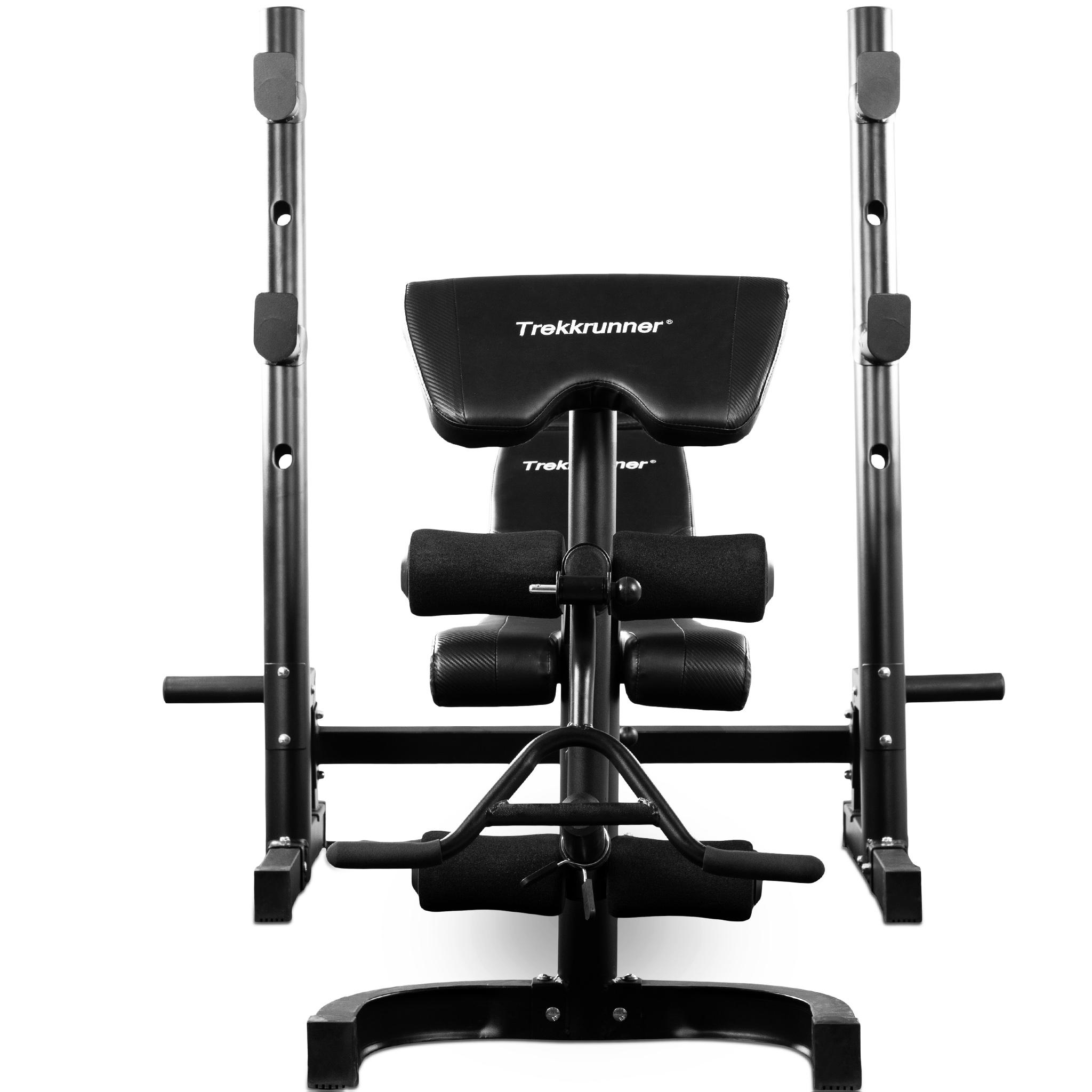 Ställbar träningsbänk | Bänkpress, benspark, leg curl & bicepscurl