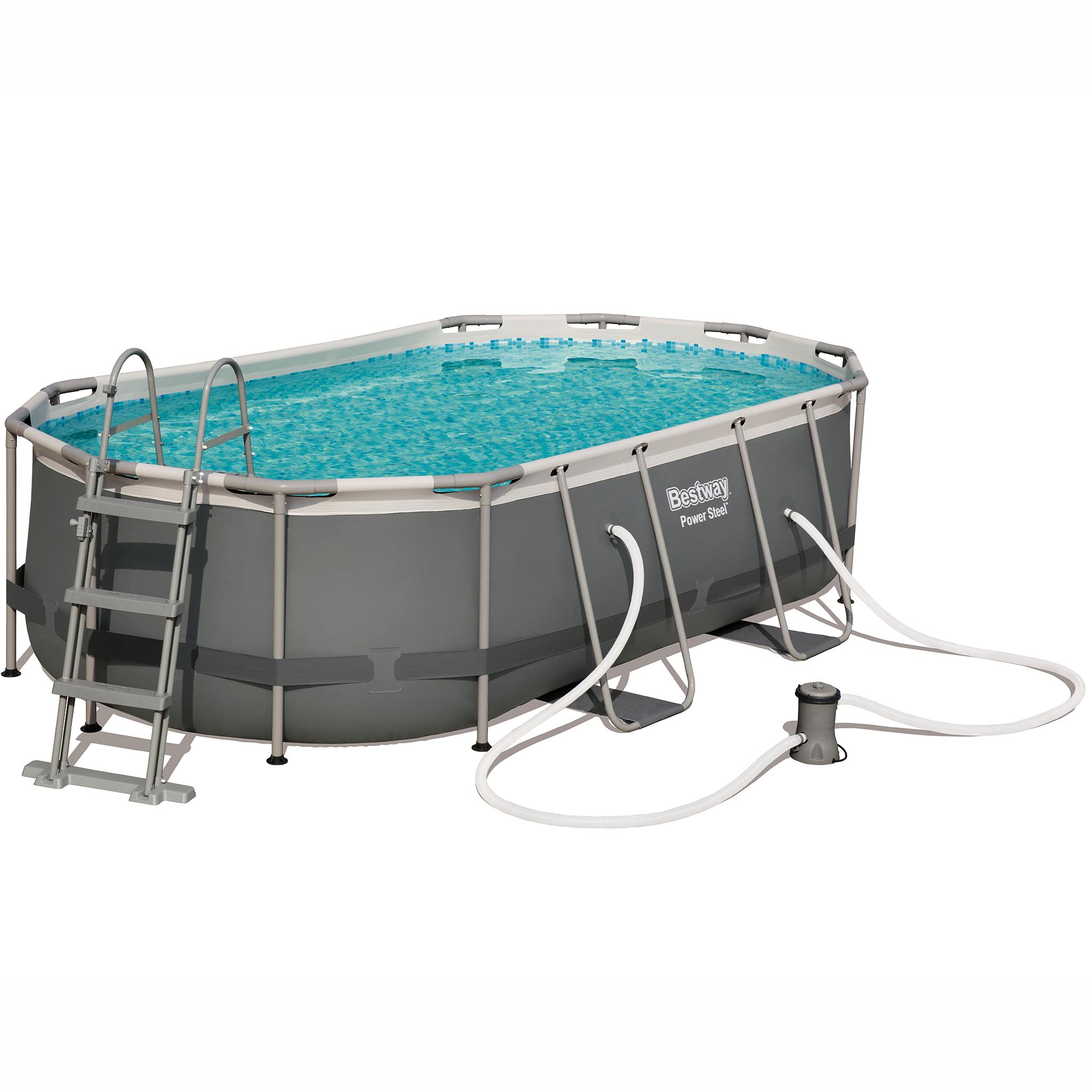 Bestway pool ovan mark 4,3x2,5m - 1m djup | Power Steel Oval (56620)