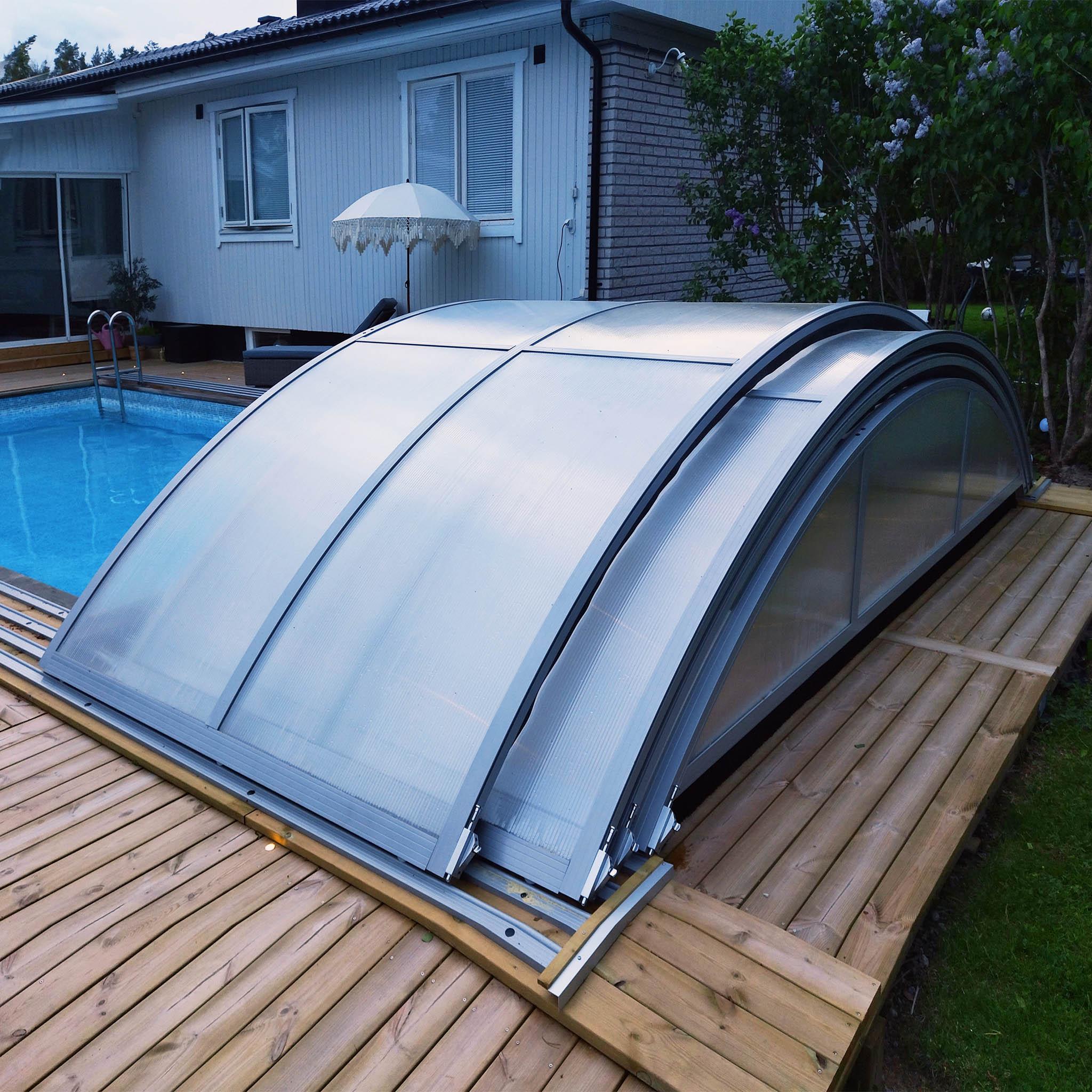 Pooltak 4x8m med sidodörr | Skjutbart - Aluminium | Köp hos Outl1