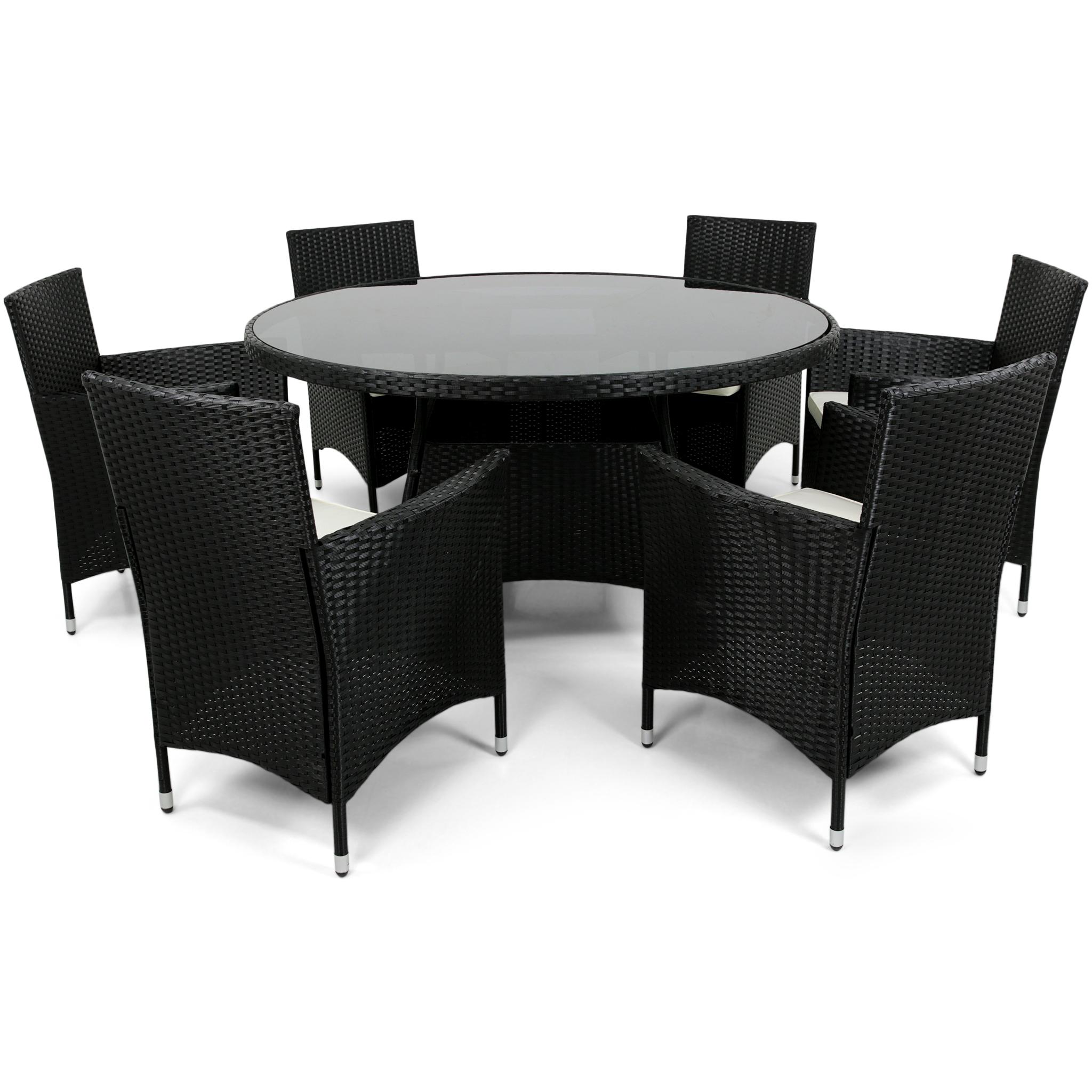 Rund matgrupp utemöbler | 6 stolar | Dynor ingår | Lyfco Tylösand