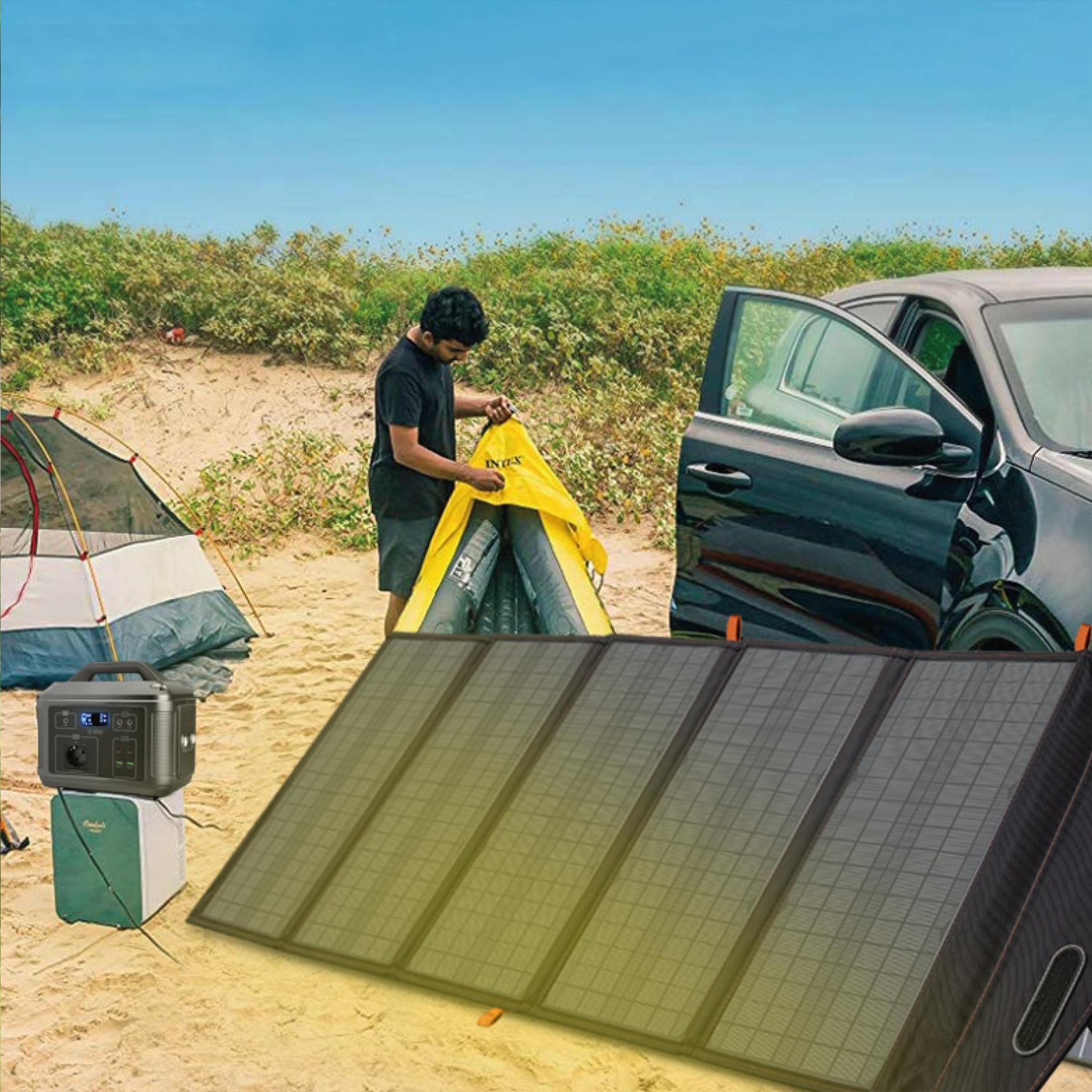 Portabel solpanel 100W | Vikbar | Ladda 3 enheter samtidigt | Outl1