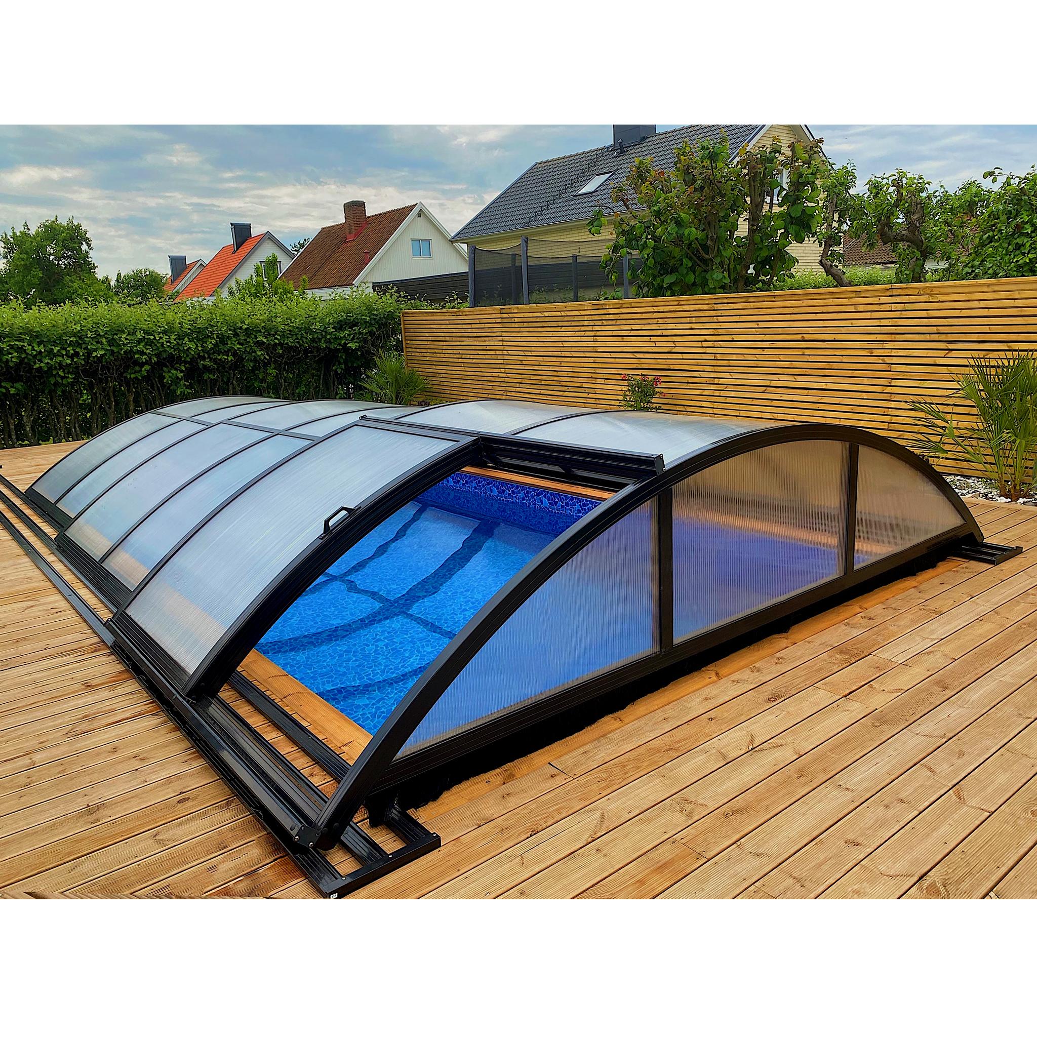 Pooltak 3x6m med sidodörr | Solid polykarbonat 4mm | Svart | Outl1