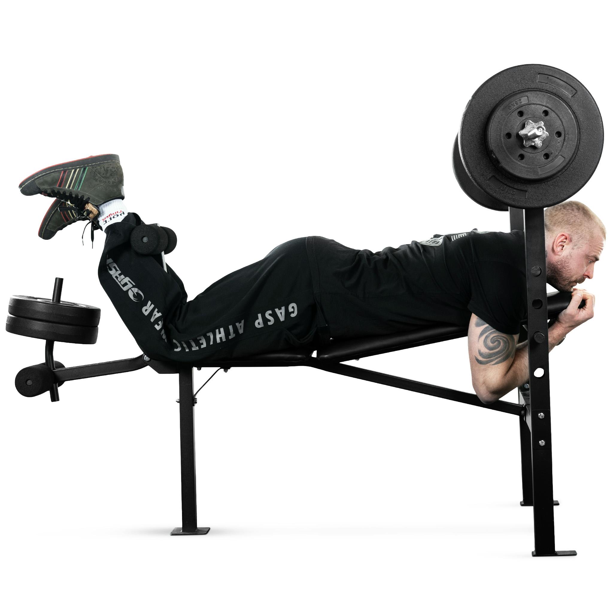 Träningsbänk med oympisk skivstång & vikter | 80kg