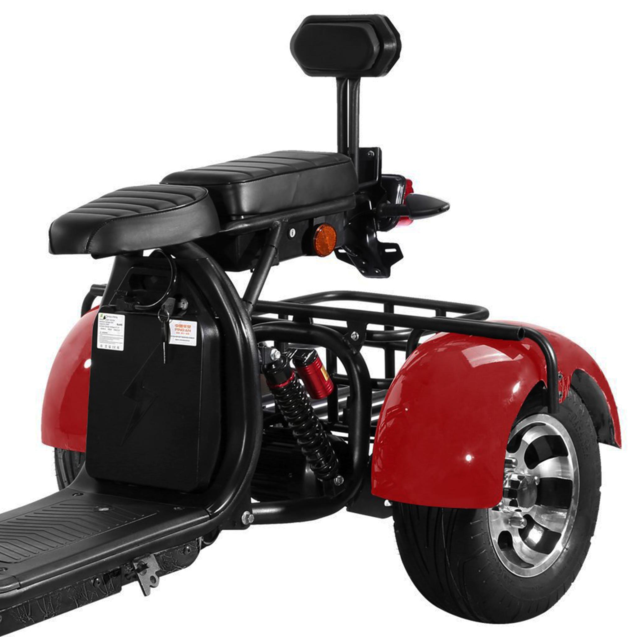 Fatscooter Trehjuling 2000W | Moped klass 1 - Röd | Outl1