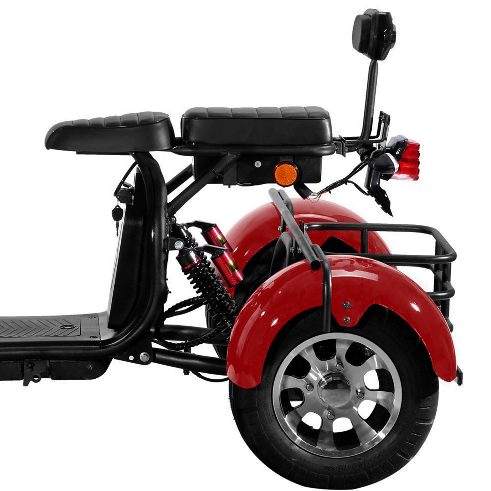 Fatscooter Trehjuling 2000W | Moped klass 1 - Röd | Outl1