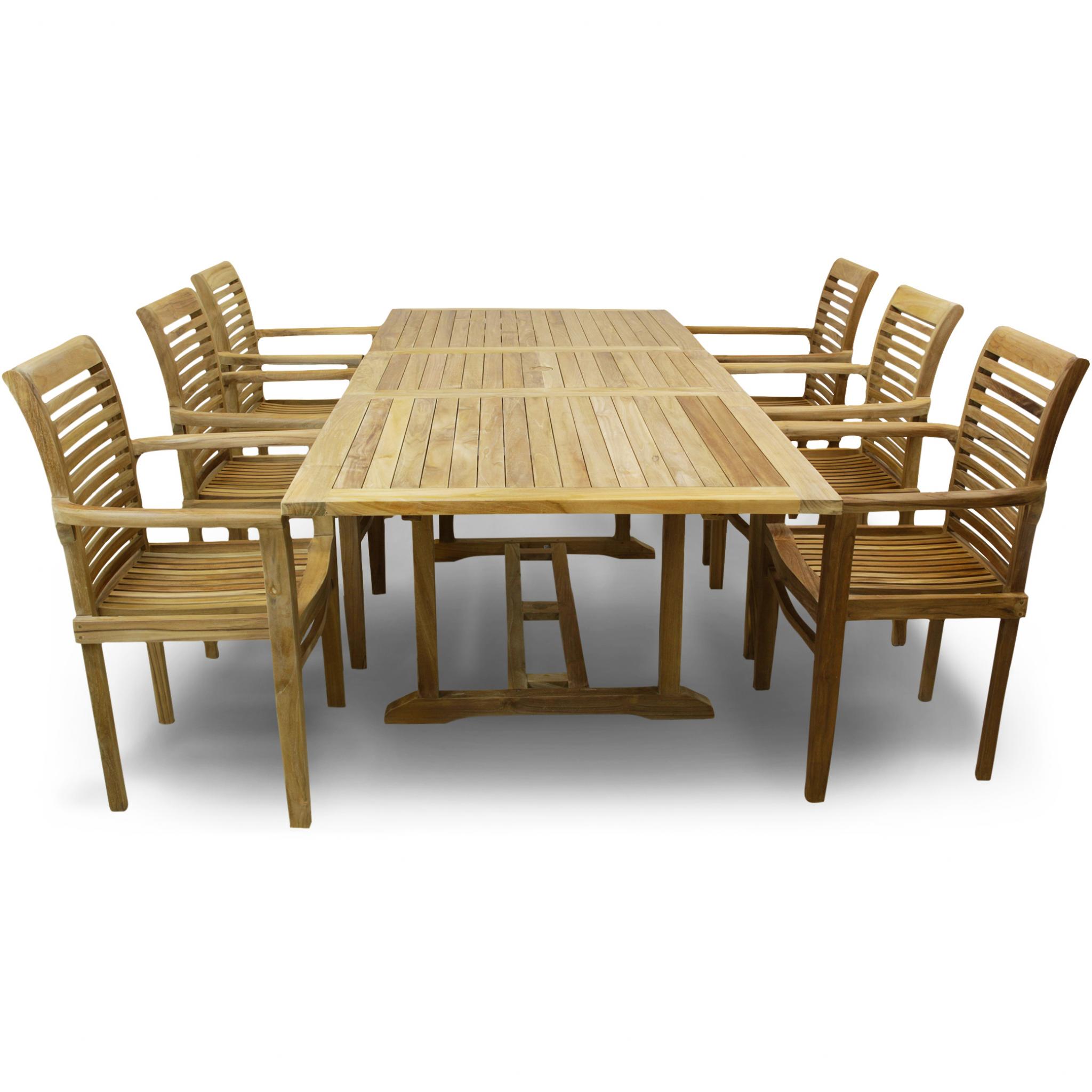 Förlängningsbart utebord 180-240 cm | 6 stolar | Premiumteak | Outl1
