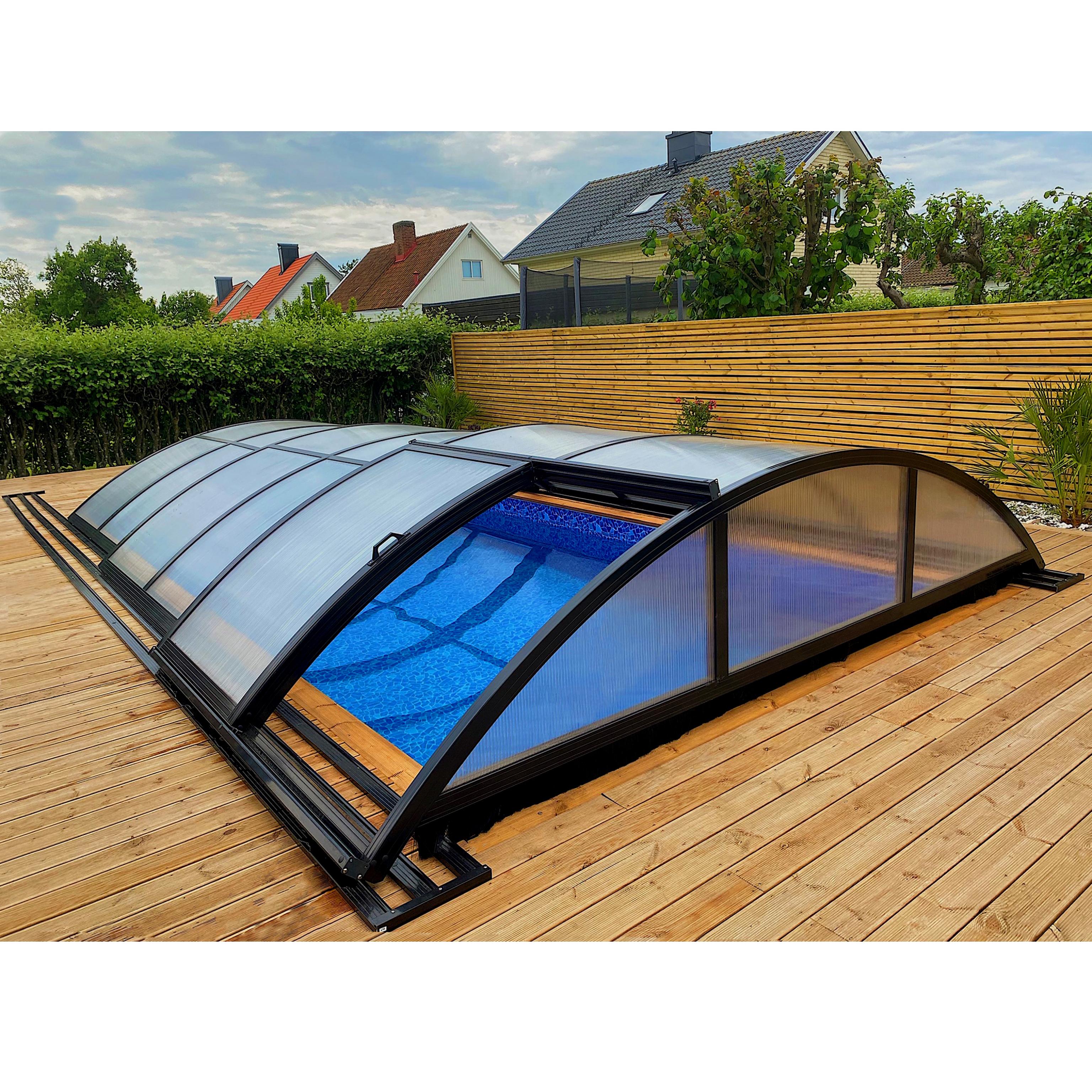 Pooltak 3x6m med sidodörr | Solid polykarbonat 4mm | Svart | Outl1