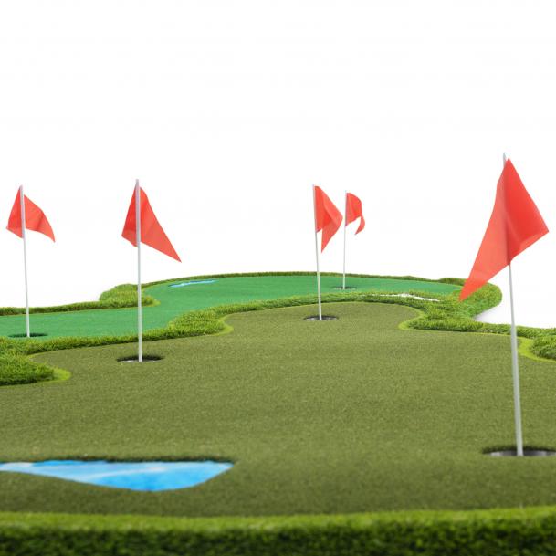 Golfmatta Pro | Dubbla greener och vattenhinder | 4x2m | Outl1
