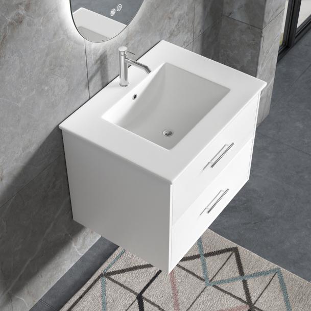 Badrumsmöbel | Oval LED-spegel | Kommod med blandare | Nimbo | Outl1