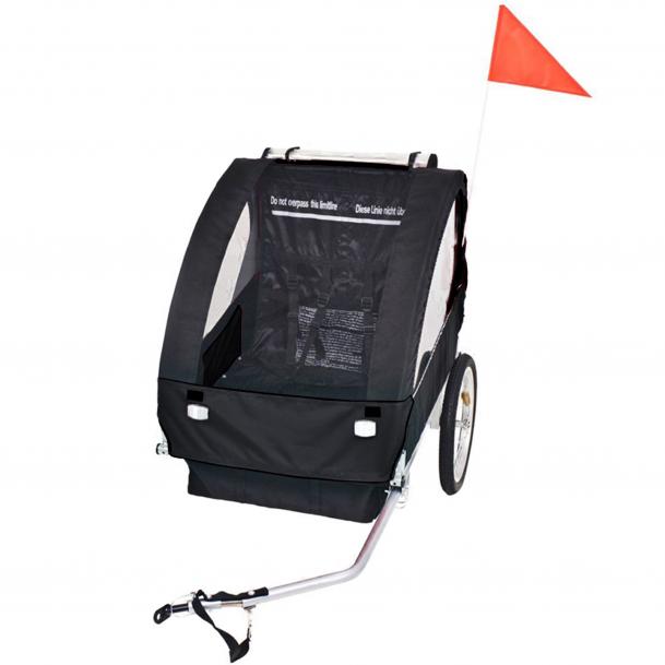 Cykelvagn med 2 säten | Lastkapacitet 40kg | Hopfällbar | Outl1