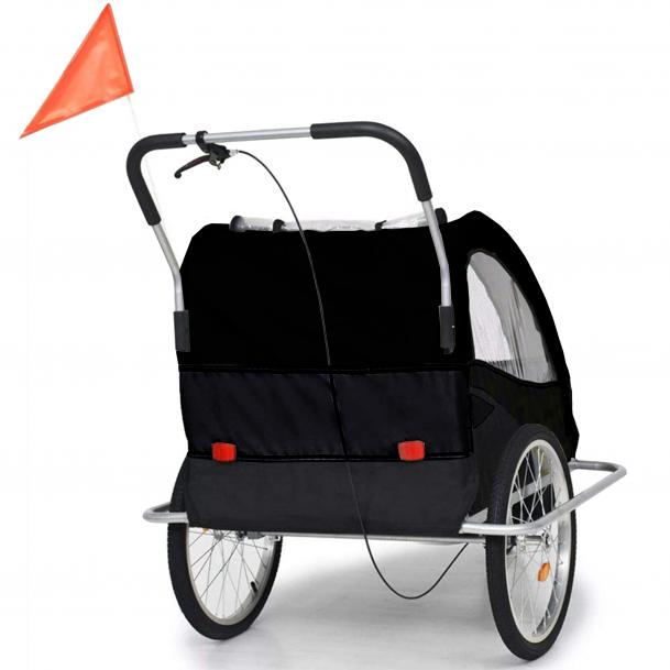 Cykelvagn/barnvagn 2-i-1 | 2 säten | Lastkapacitet 40kg | Hopfällbar ...