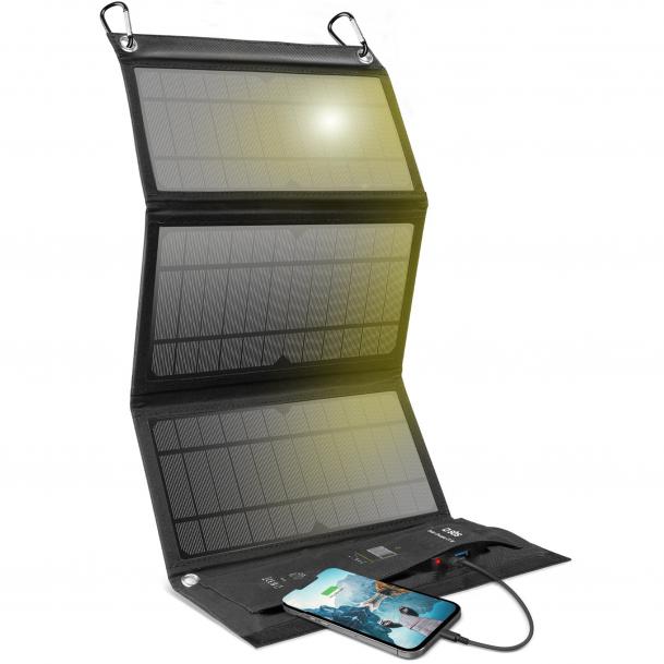 Portabel solpanel 21W | Hopfällbar design | Köp hos Outl1