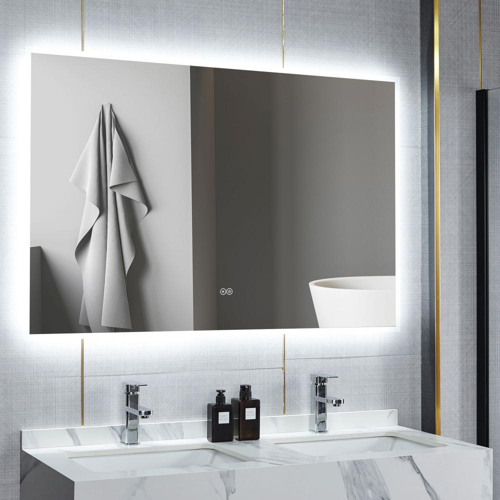 Badrumsspegel med LED-belysning, dimmer och touch-styrning