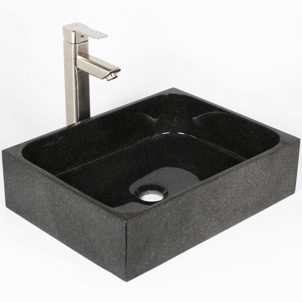 Bänkhandfat i natursten - Svart granit