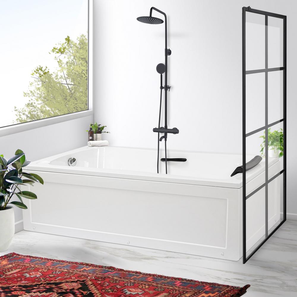 Stort badkar med säkerhetshandtag och nackkudde | Outl1