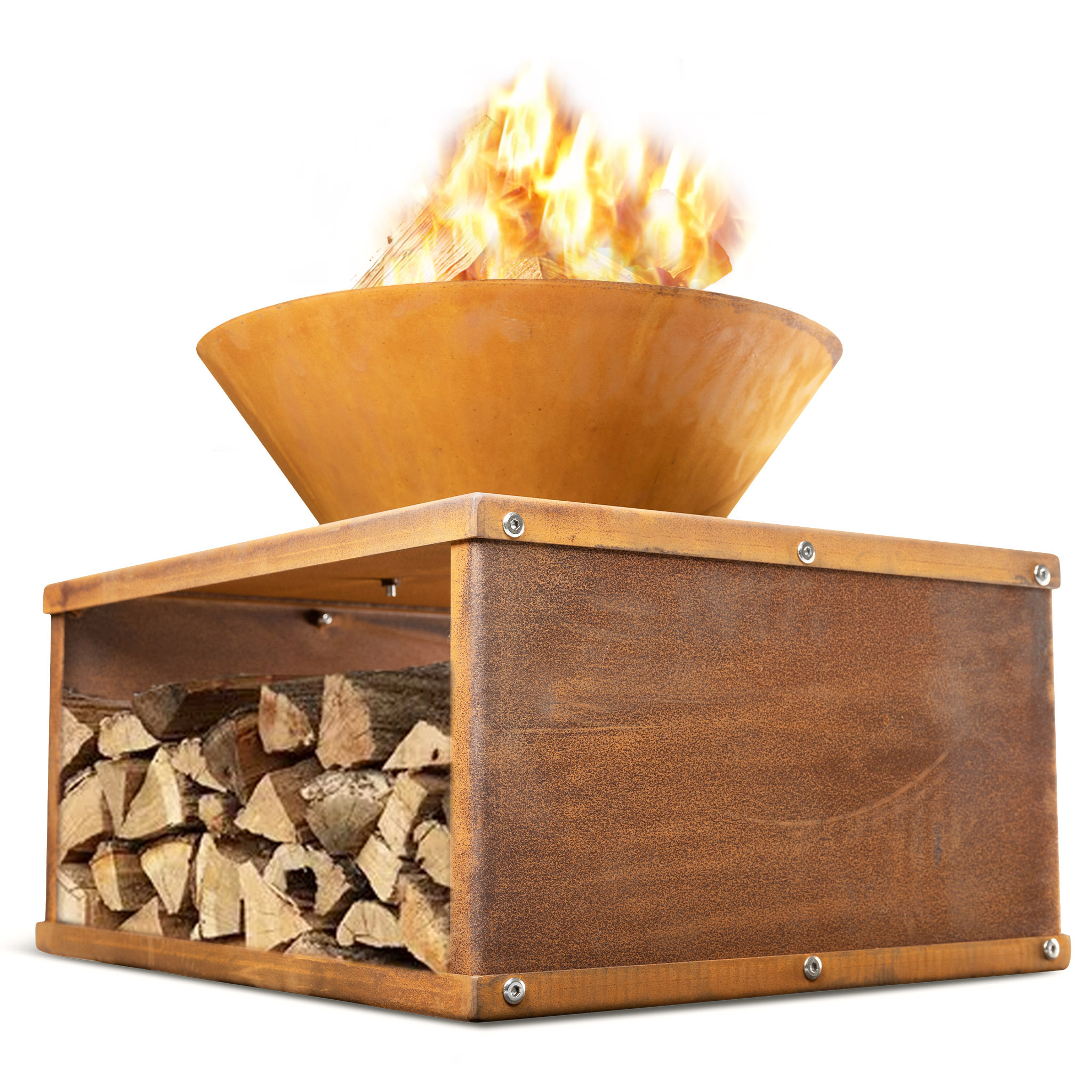 Eldstad i cortenstål | För utomhusmiljö | Skål med bord | Outl1