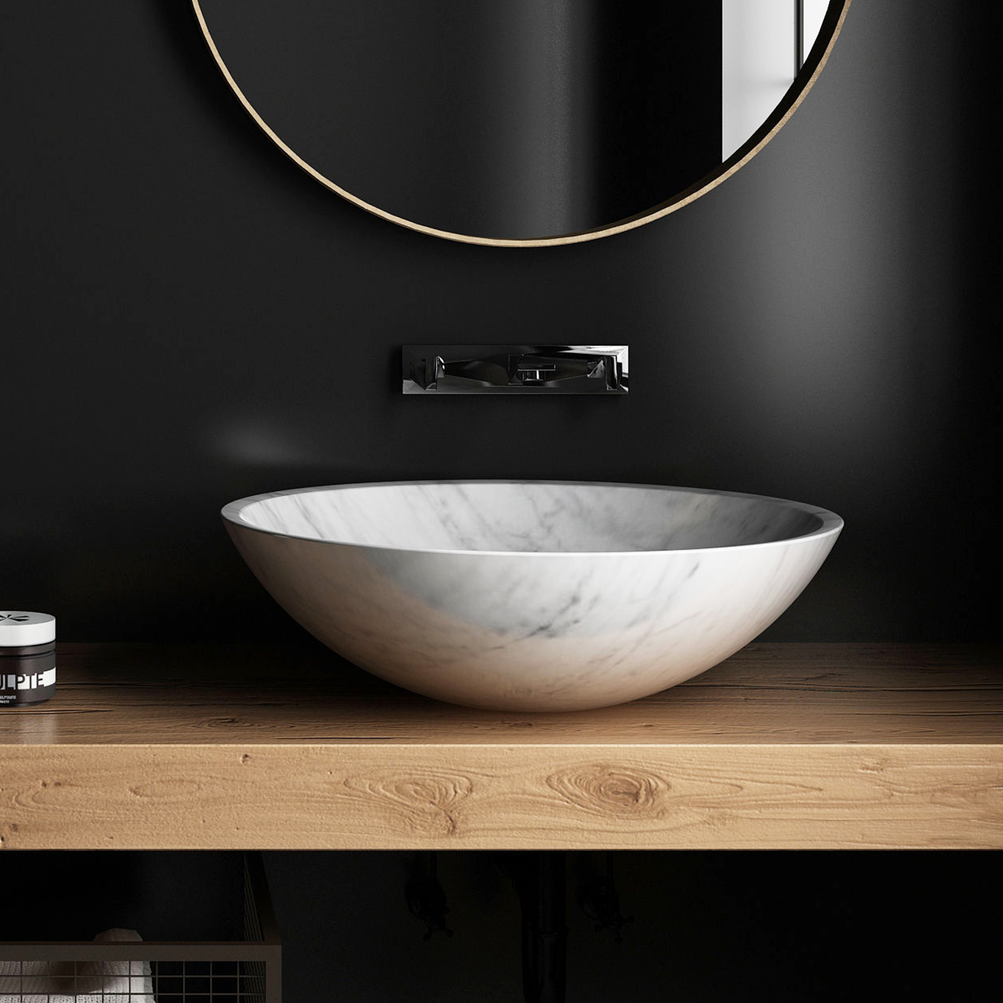 Handfat 43cm | Carrara marmor | Unikt naturmaterial | Outl1