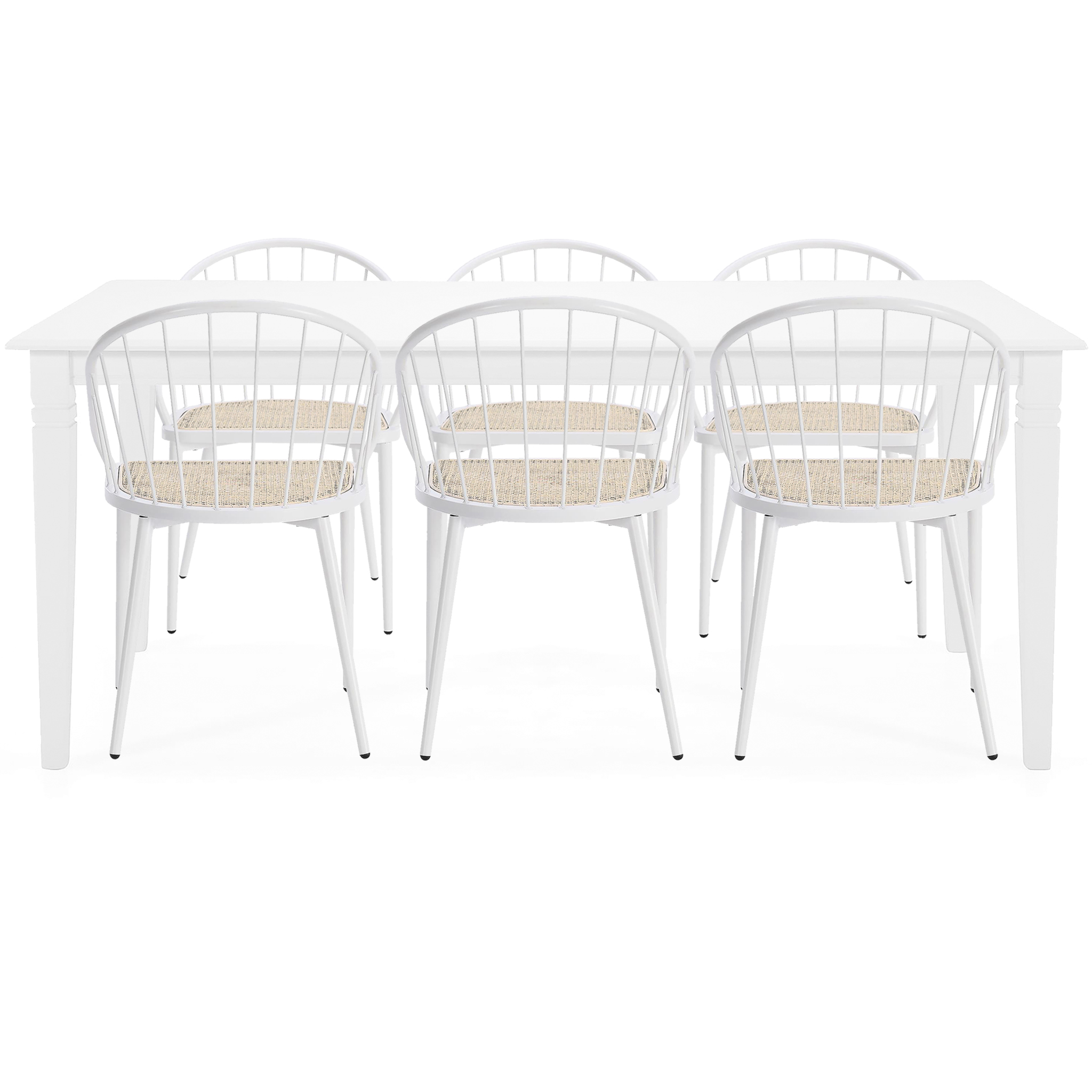 Vitt matbord med 6 stolar | Berga | Köp på Outl1