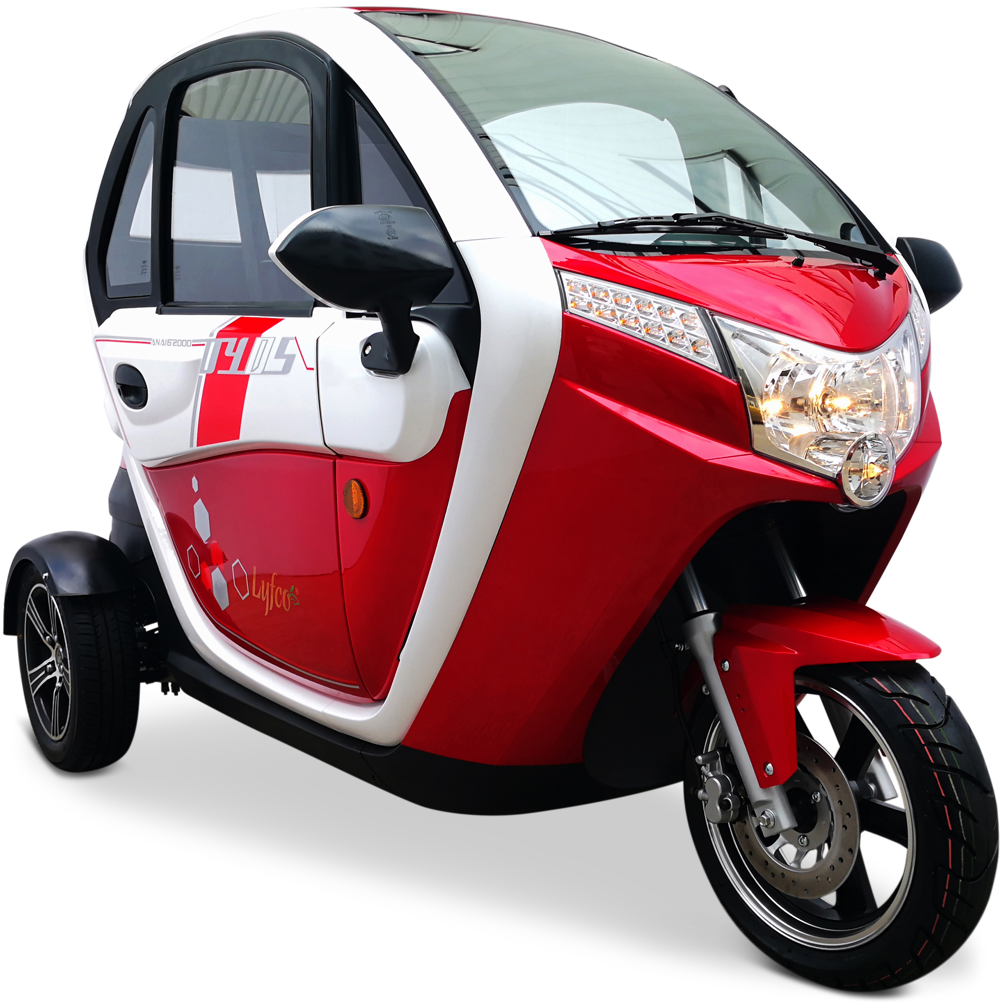 Elmopedbil trehjulig 2000W | Klass 1 | 45 km/tim | Röd | Köp på Outl1