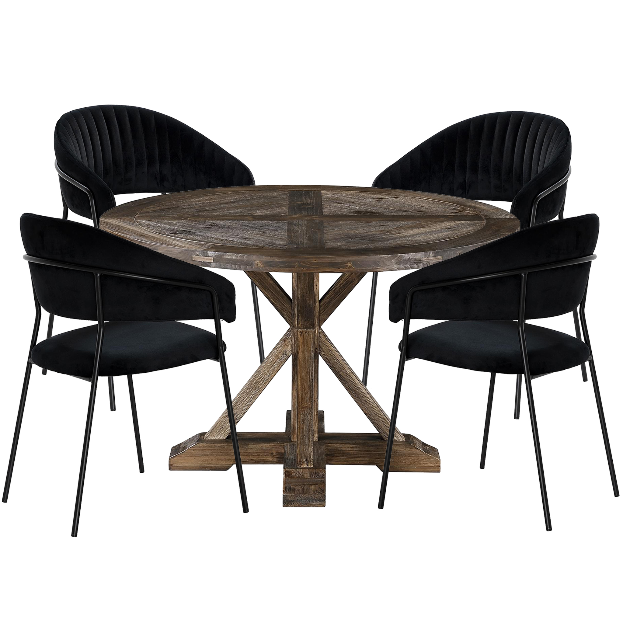 Matgrupp med 4 stolar | Massiv furu | Bodbysund | Outl1