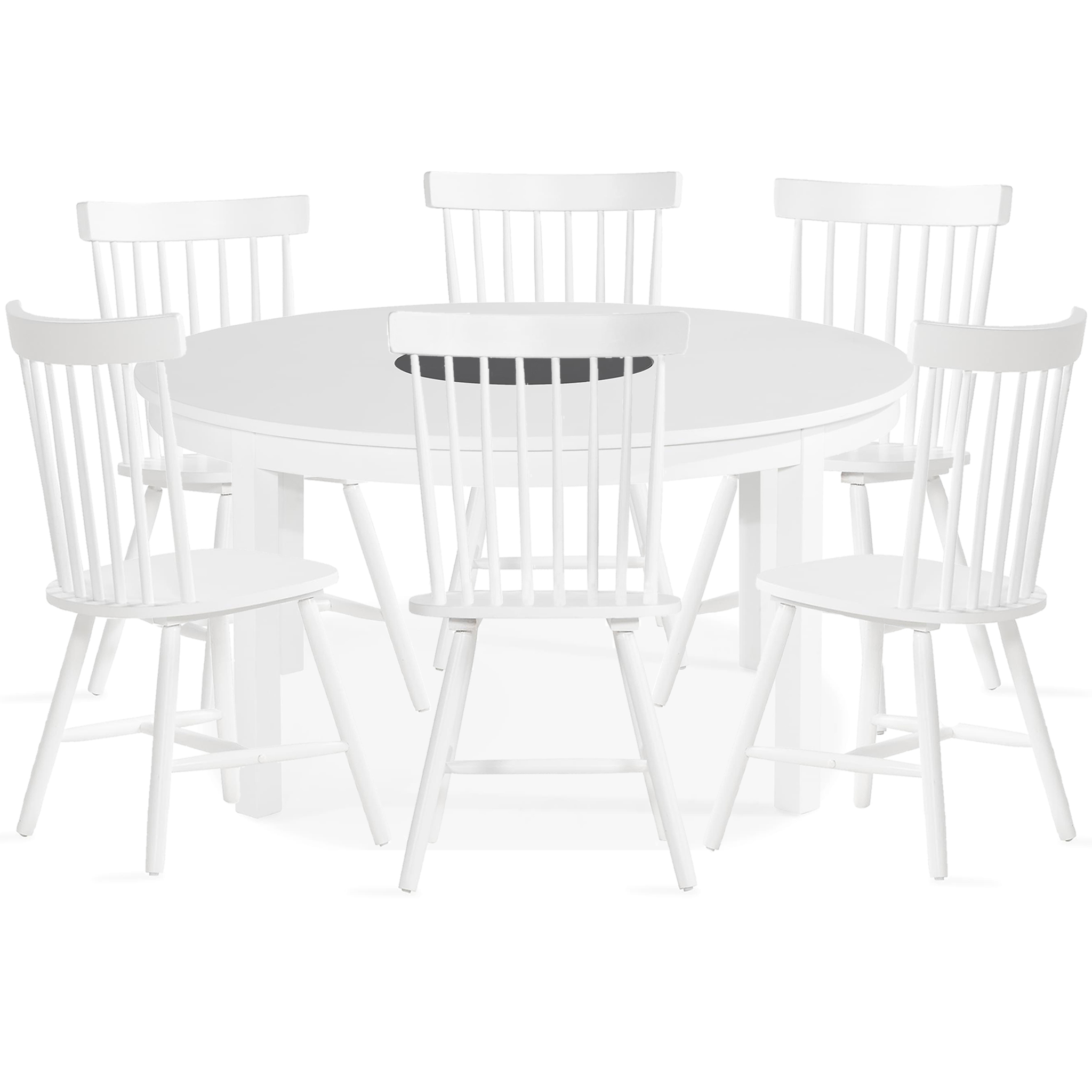 Vitt runt matbord med 6 pinnstolar | Lindby | Outl1