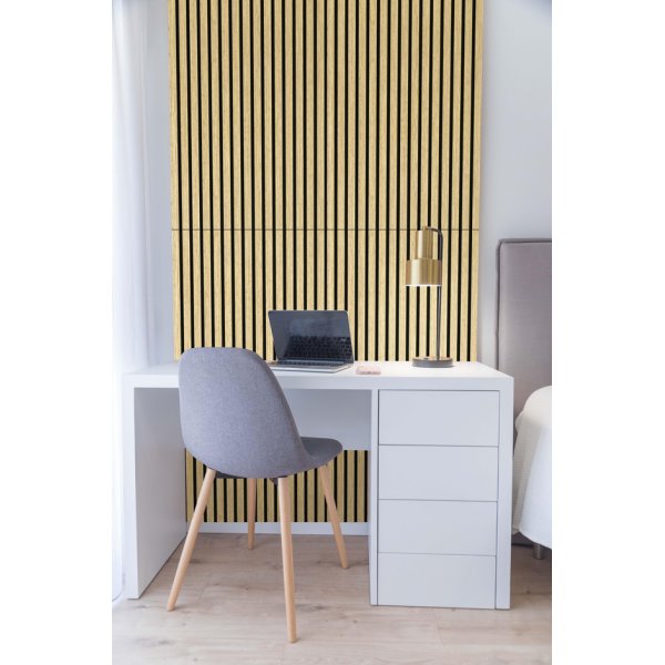 Trälamell akustikpanel| 1200x600x18mm | Vit ek