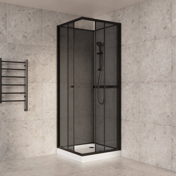 Duschkabin med svart ram | Svarttonat glas | Sara