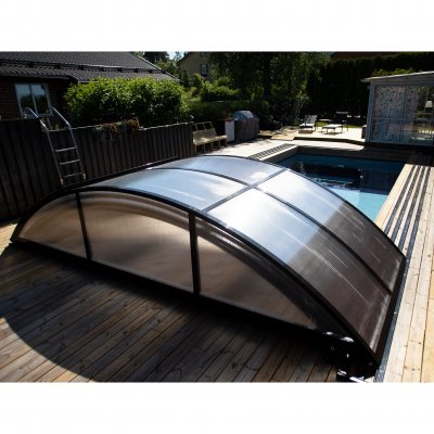 Pooltak 4x8m med sidodörr | Skjutbart - Svart | Köp hos Outl1