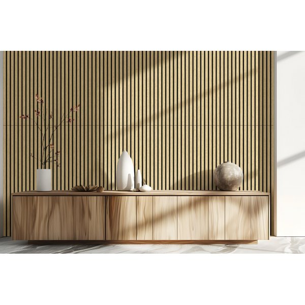 Trälamell akustikpanel| 1200x600x18mm | Vit ek